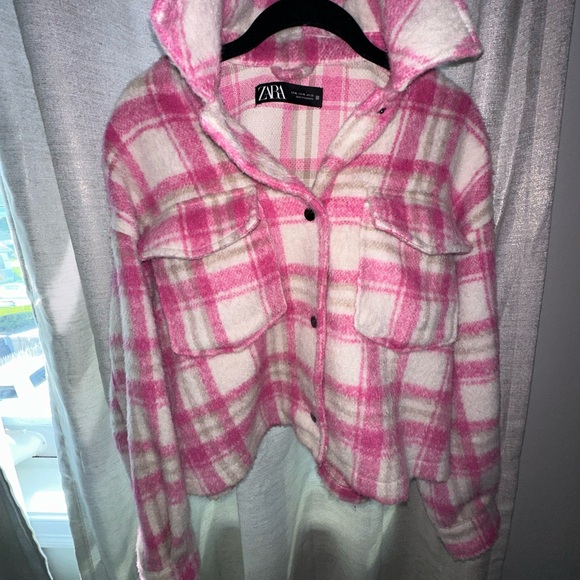 Zara | Jackets & Coats | Zara Pink Plaid Jacket | Poshmark